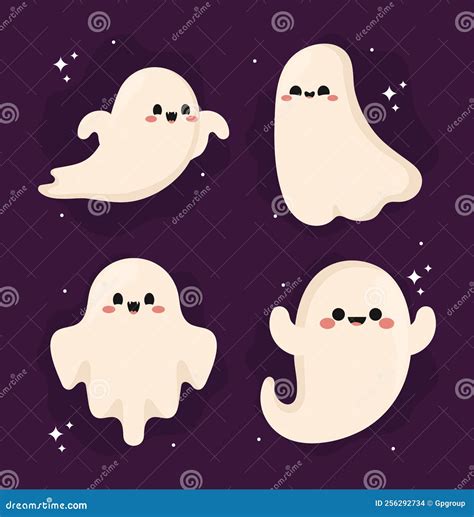 Four Cute Ghosts Stock Vector Illustration Of Scary 256292734