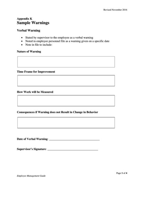 Verbal Warning Documentation Template Printable Word Searches