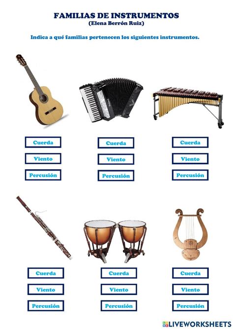 Hojas De Trabajo Sobre La Familia De Instrumentos