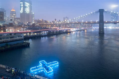 Floating Pool Light Installation Illuminates The East River To Test And Report On Water Quality