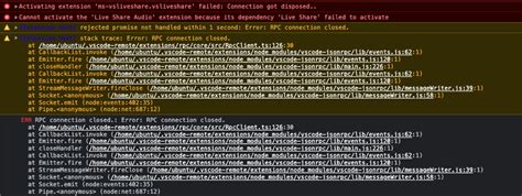 Activating Extension Ms Vslivesharevsliveshare Failed On Ubuntu 2204 · Issue 4685