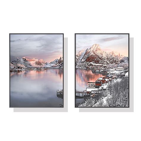 Wall Art 70cmx100cm Nordic Norway 2 Sets Black Frame Canvas Bulkpantry