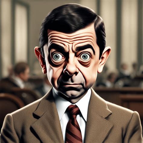 A Close Up Of Mr Bean Wearing A Suit And Tie By Ahmed Karahisari