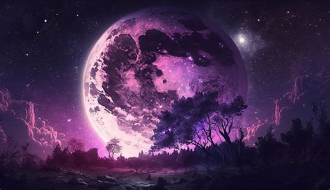 Round Moon Blue Purple Fantasy Beautiful Background Moon Dream Purple