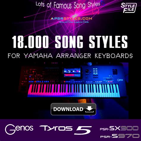 18 000 Song Styles For Yamaha Arranger Keyboards Genos 2 Genos Tyros5