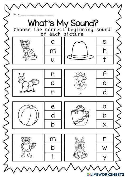 Initial Sound Online Activity Kindergarten Phonics Worksheets