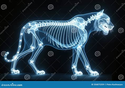 Glowing X Ray Illustration Shows Detailed Skeletal Structure Of Tiger
