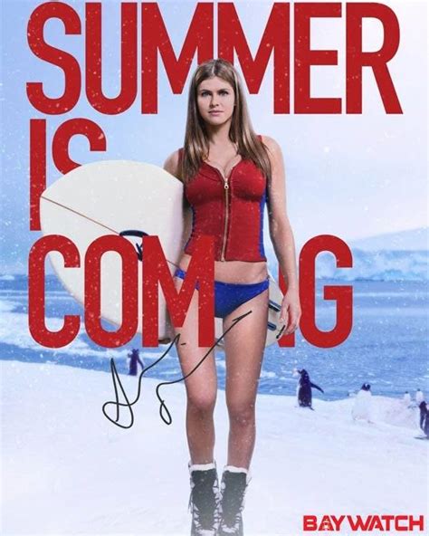 Baywatch Summer Quinn Alexandra Daddario Signed Movie Photo Poster