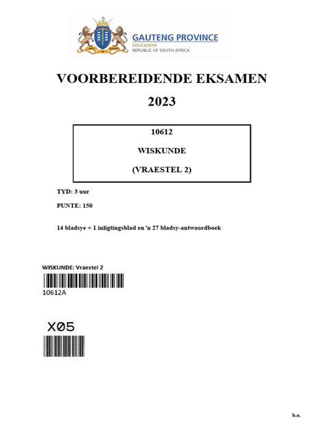 Gr 12 Mathematics P2 Afrikaans Question Paper Pdf