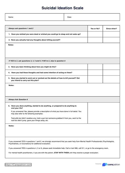 Suicidal Ideation Treatment Plan And Example Free Pdf Download