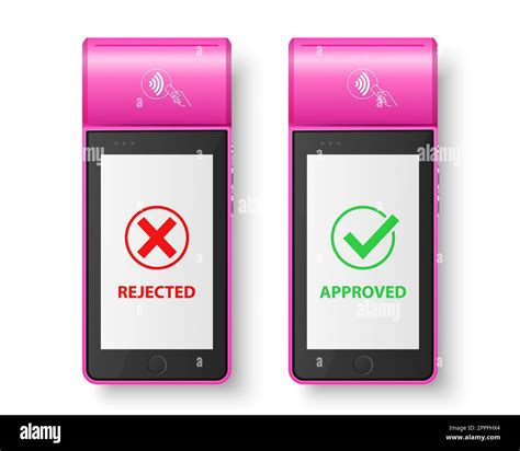 Vector 3d Pink Nfc Payment Machine With Approved And Rejected Status Isolated Wi Fi Wireless