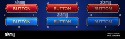 Medieval Ui Game Sprite Button With Gold Border Cartoon Design