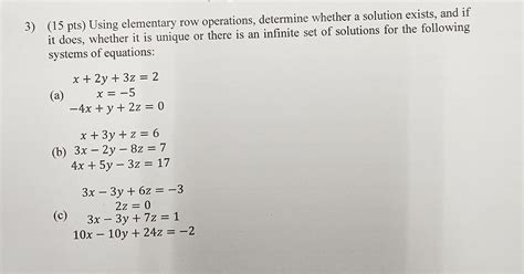solved 15 ﻿pts ﻿using elementary row operations determine