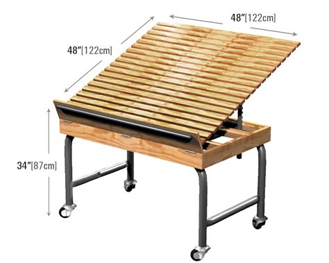 Sturdy Steel Framed Wood Slant Table With Wheels