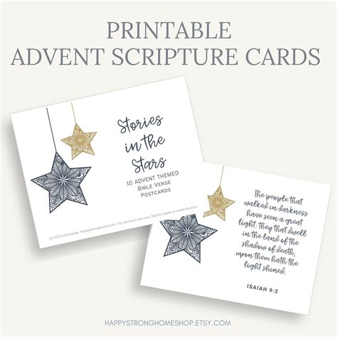 Advent Scripture Verse Cards Printable Digital Pdf Only Christmas