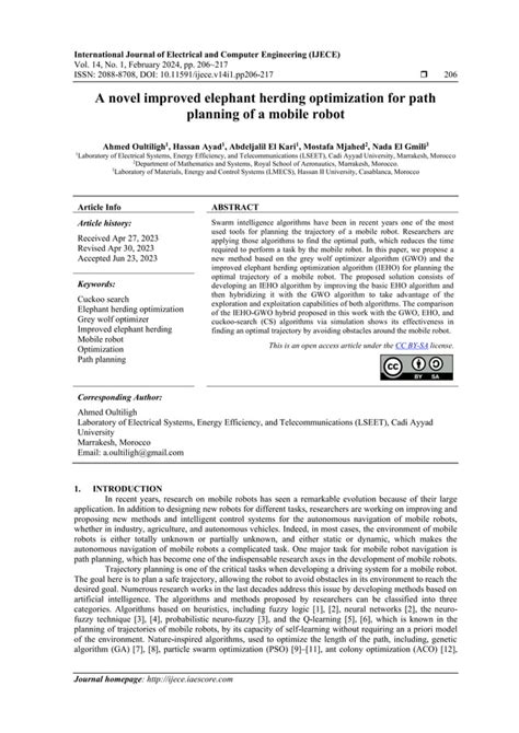 a novel improved elephant herding optimization for path planning of a