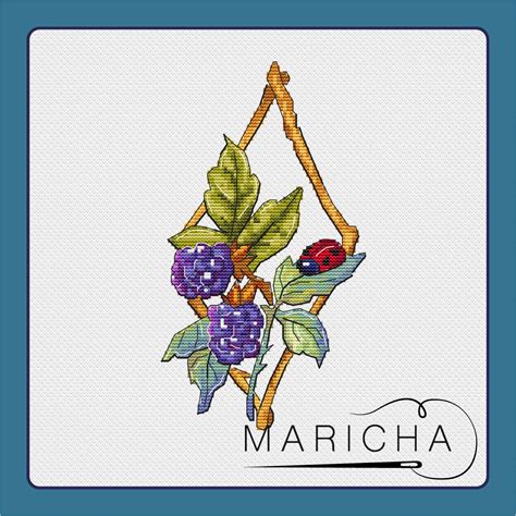 Blackberries And Ladybug Cross Stitch Pattern Code Ma 205 Maricha