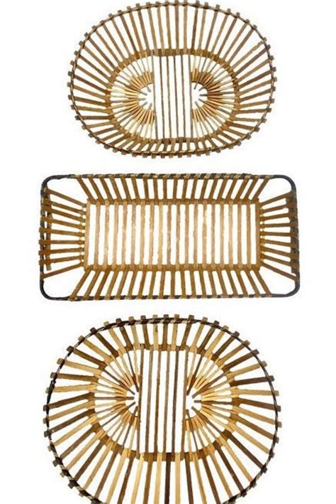 Vintage Split Bamboo Slat Baskets Set Of 3 Collection Of Wall Baskets