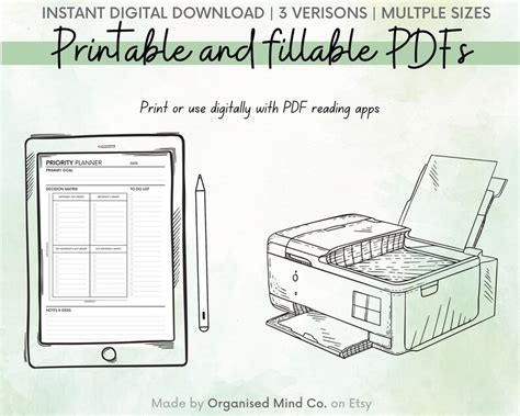 priority planner printable task priority matrix daily productivity