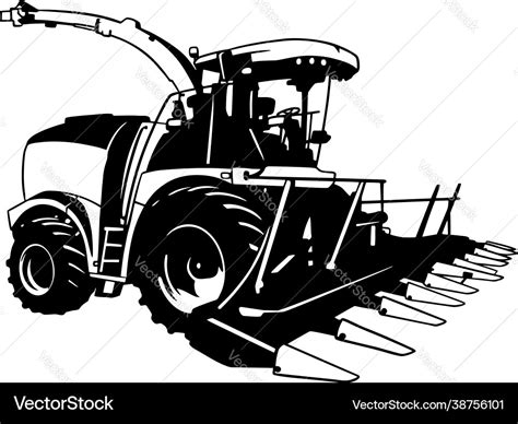 Harvester Combine Farm Tractor Farming Vehicle Vector Image