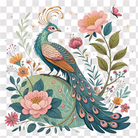 Elegant Fantasy Bird Flower Patterns Vector Fantasy Bird Design Bird