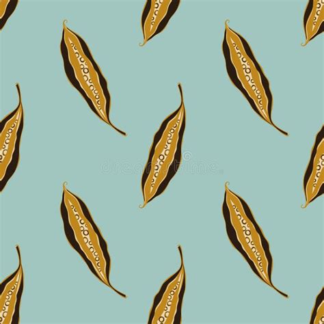 Autumn Pattern With Seed Pods Mature Plant Pods Stylized Doodle
