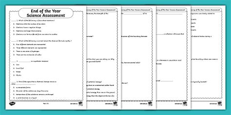 Middle School End Of The Year Science Assessment 6th 8th