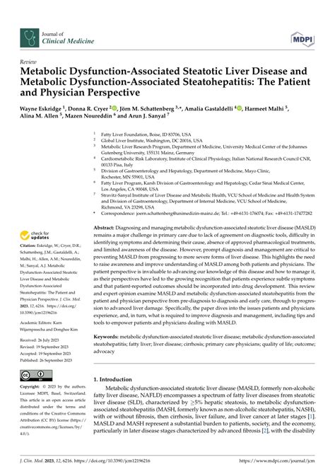 Pdf Metabolic Dysfunction Associated Steatotic Liver Disease And