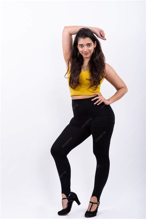 Premium Photo Full Body Shot Of Young Beautiful Indian Woman Posing