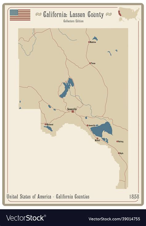 Map Lassen County In California Royalty Free Vector Image