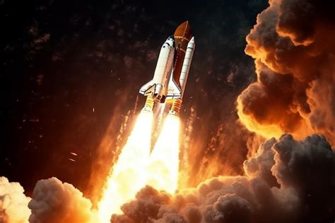 Premium Ai Image Interplanetary Endeavor Rocket Ship Streaks Through