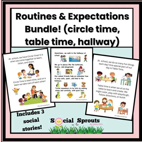 Teaching Routines And Expectations Bundle Circle Time Table Time Hallway Visuals