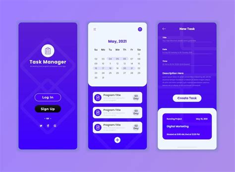 Premium Vector Task Management Ui App Template