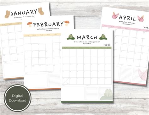 2024 Bible Verse Calendar 2024 Christian Calendar Calendar Notes To