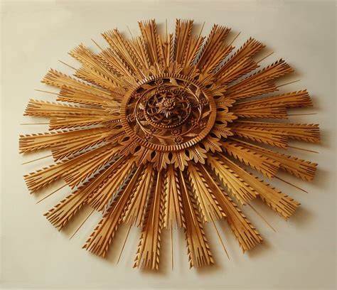 Wood Carving Rosette Sun Walnut Unikat Sculptures And Carvings