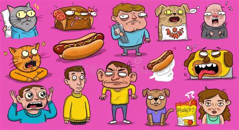 Funny Meme Style Illustrations With Exaggerated Expressions Stock Illustration Illustration Of