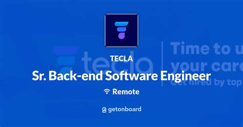Sr Back End Software Engineer At Tecla Remote Work From Home Get
