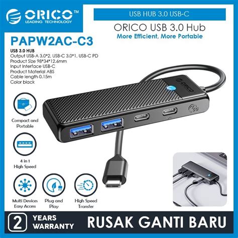 Jual Type C To Usb C A Hub Orico 4 Port 5gbps 15cm Cable Papw2ac C3 015 Terminal Usb C 4 Slot