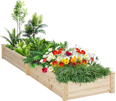 Giantex Wooden Raised Garden Bed Rectangular Planter Box For Vegetables Fruits