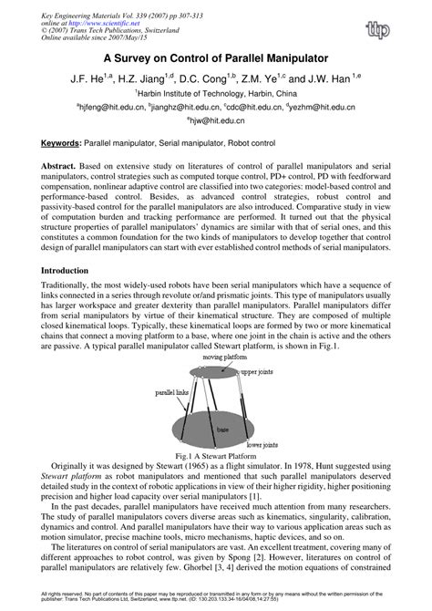 pdf a survey on control of parallel manipulator