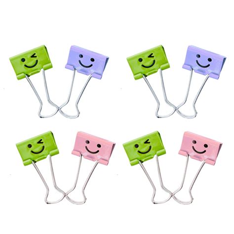 Set Of Colorful Smiley Face Paper Clips 8 Pcs 19mm School And Office