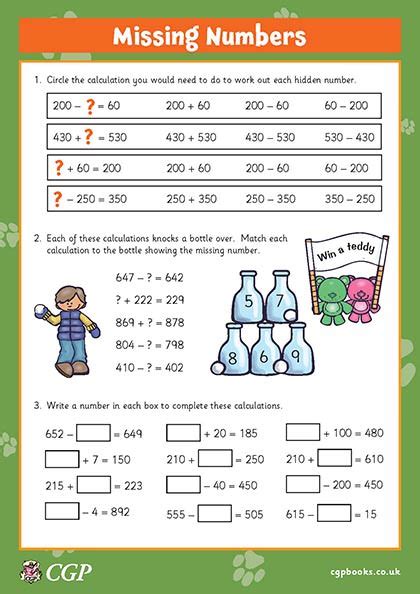 Addition And Subtraction — Missing Numbers Year 3 Cgp Plus