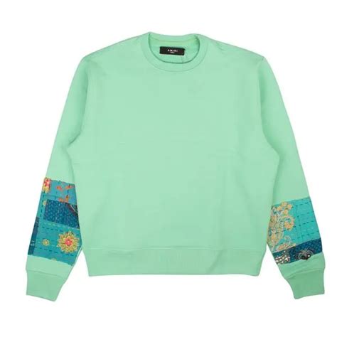 Buy Amiri Mint Green Quilted Art Patch Crewneck Multi At 35 Off