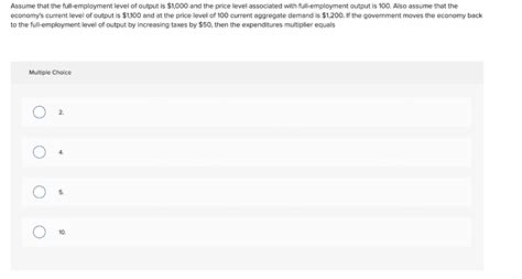 Solved Assume That The Full Employment Level Of Output Is