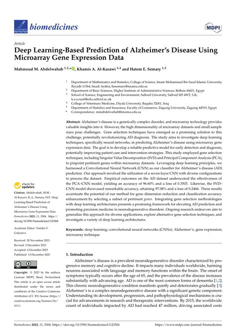 Pdf Deep Learning Based Prediction Of Alzheimers Disease Using Microarray Gene Expression Data