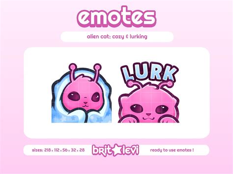 Pink Alien Cat Glorp Comfy And Lurking Emotes Twitch And Discord
