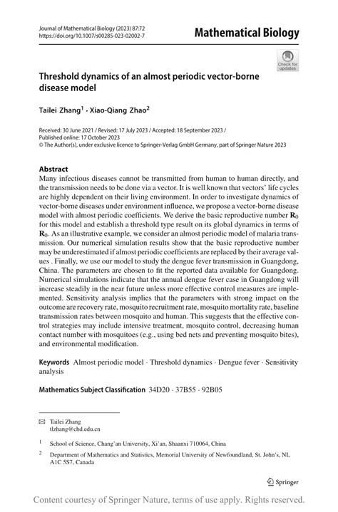 Threshold Dynamics Of An Almost Periodic Vector Borne Disease Model