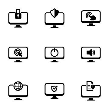 Computer Icon Set On White Background Device Display Design Vector