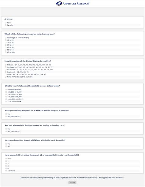 Market Research Survey Sample Questionnaire Market Analysis Survey
