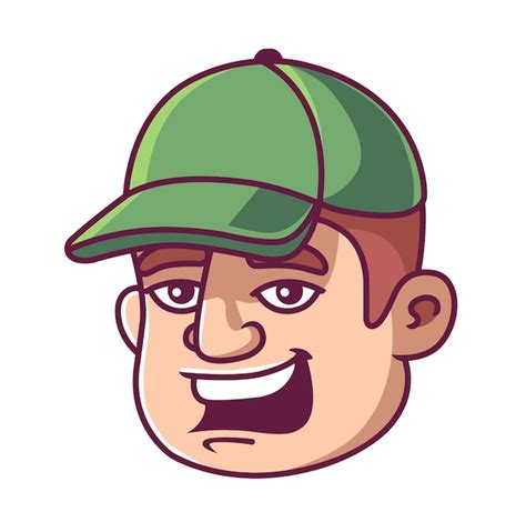 Premium Vector The Face Of A Man In A Green Cap Man Smiles